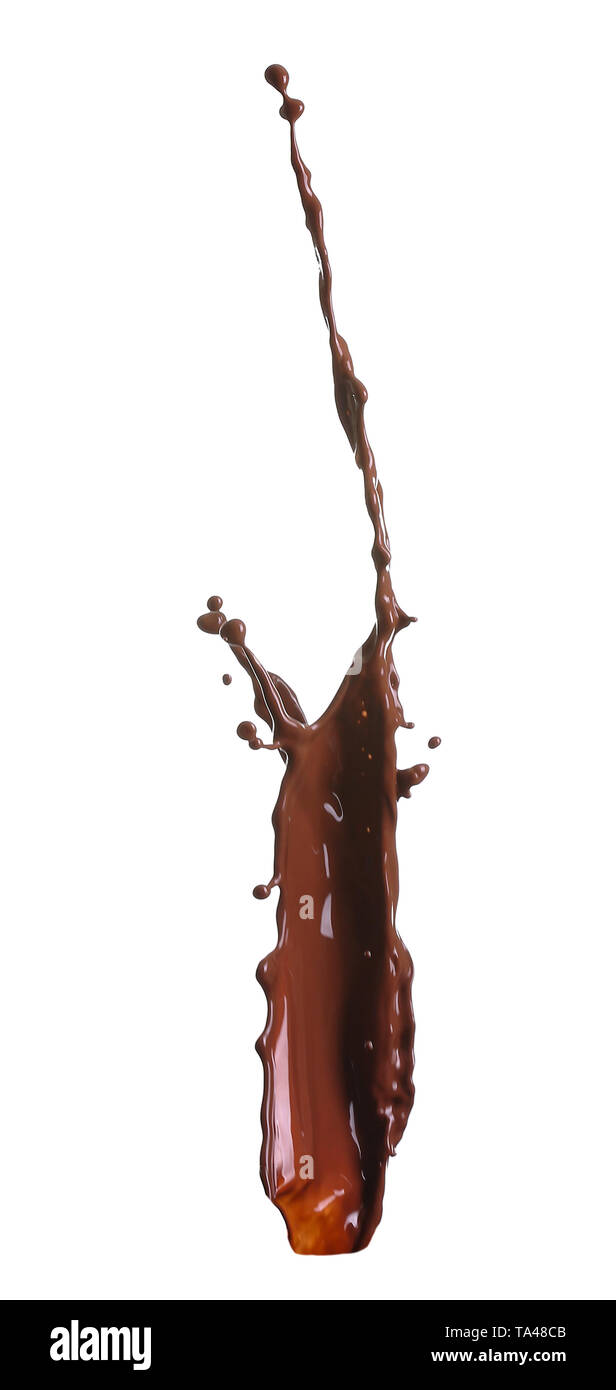 Splash of hot chocolate on white background Stock Photo - Alamy