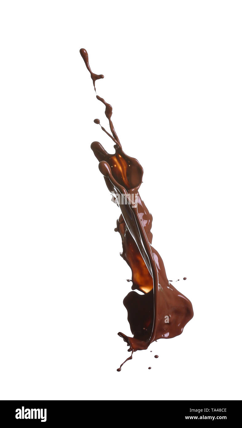 Splash of hot chocolate on white background Stock Photo - Alamy