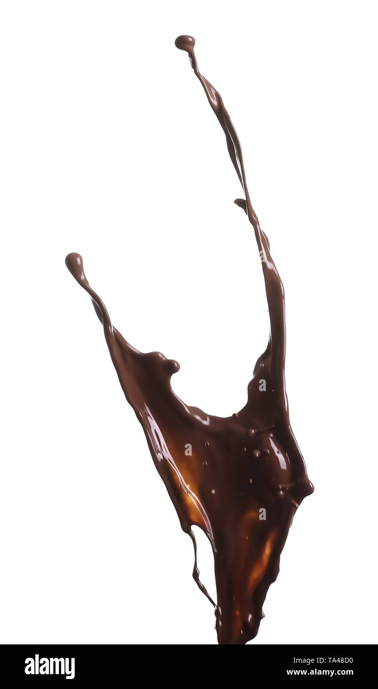 Splash of hot chocolate on white background Stock Photo - Alamy