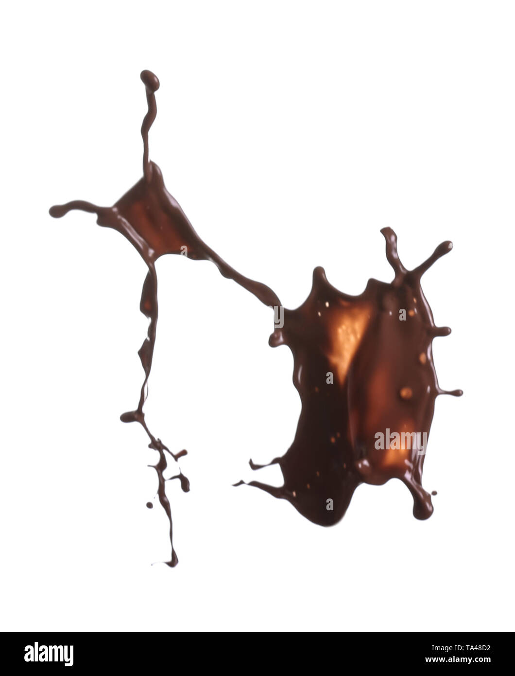Splash of hot chocolate on white background Stock Photo - Alamy