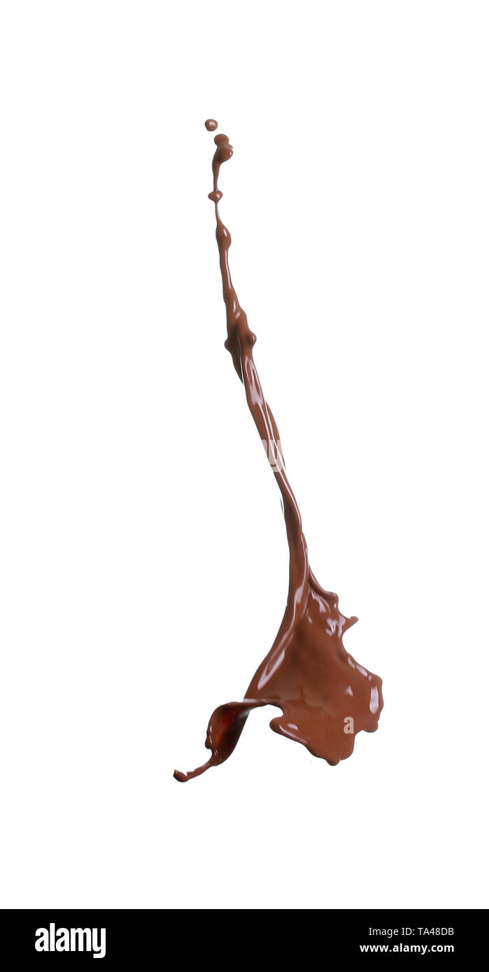 Splash of hot chocolate on white background Stock Photo - Alamy