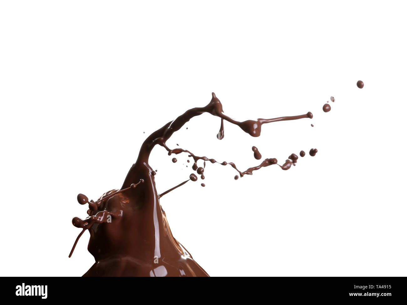 Splash of hot chocolate on white background Stock Photo - Alamy