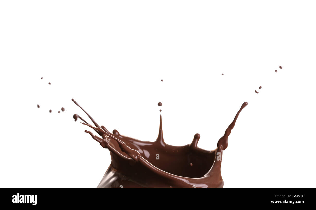 Splash of hot chocolate on white background Stock Photo - Alamy