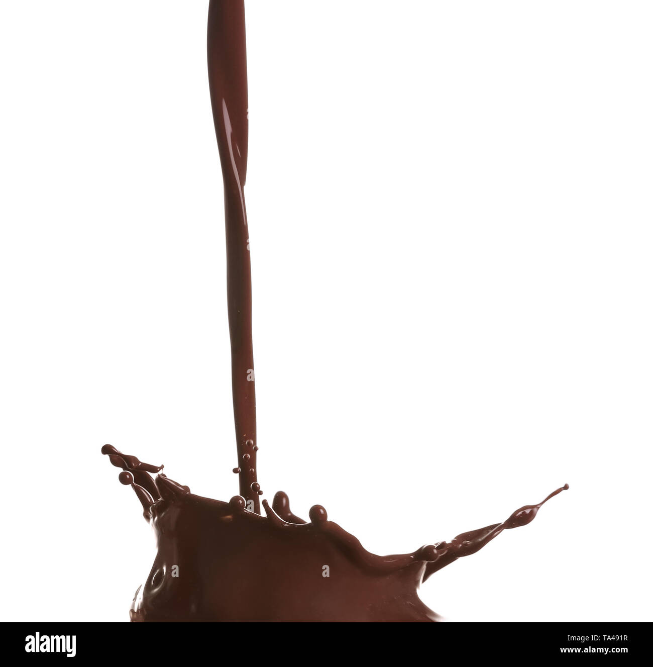 Splash of hot chocolate on white background Stock Photo - Alamy