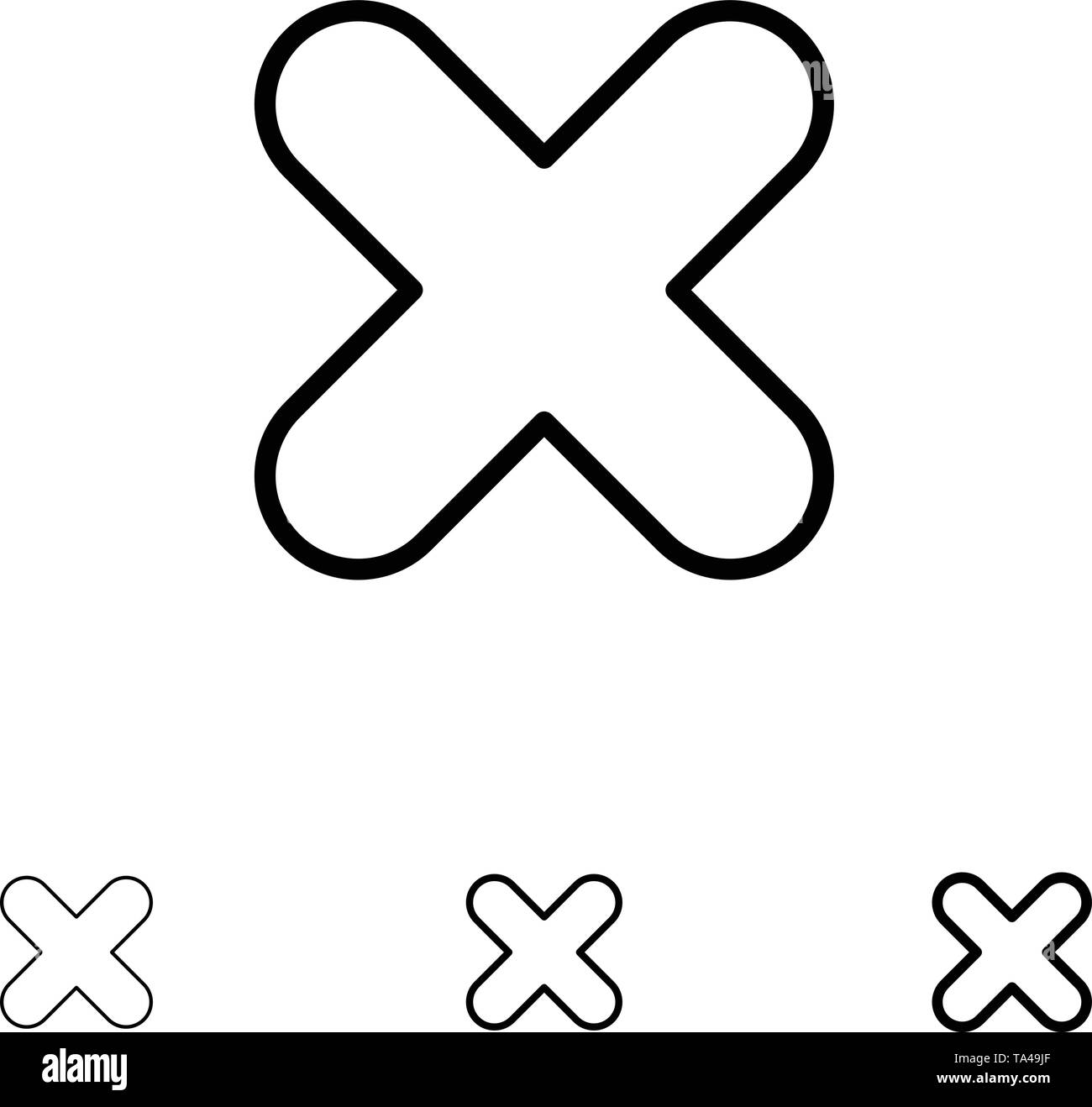 Delete, Cancel, Close, Cross Bold and thin black line icon set Stock Vector Image & Art - Alamy