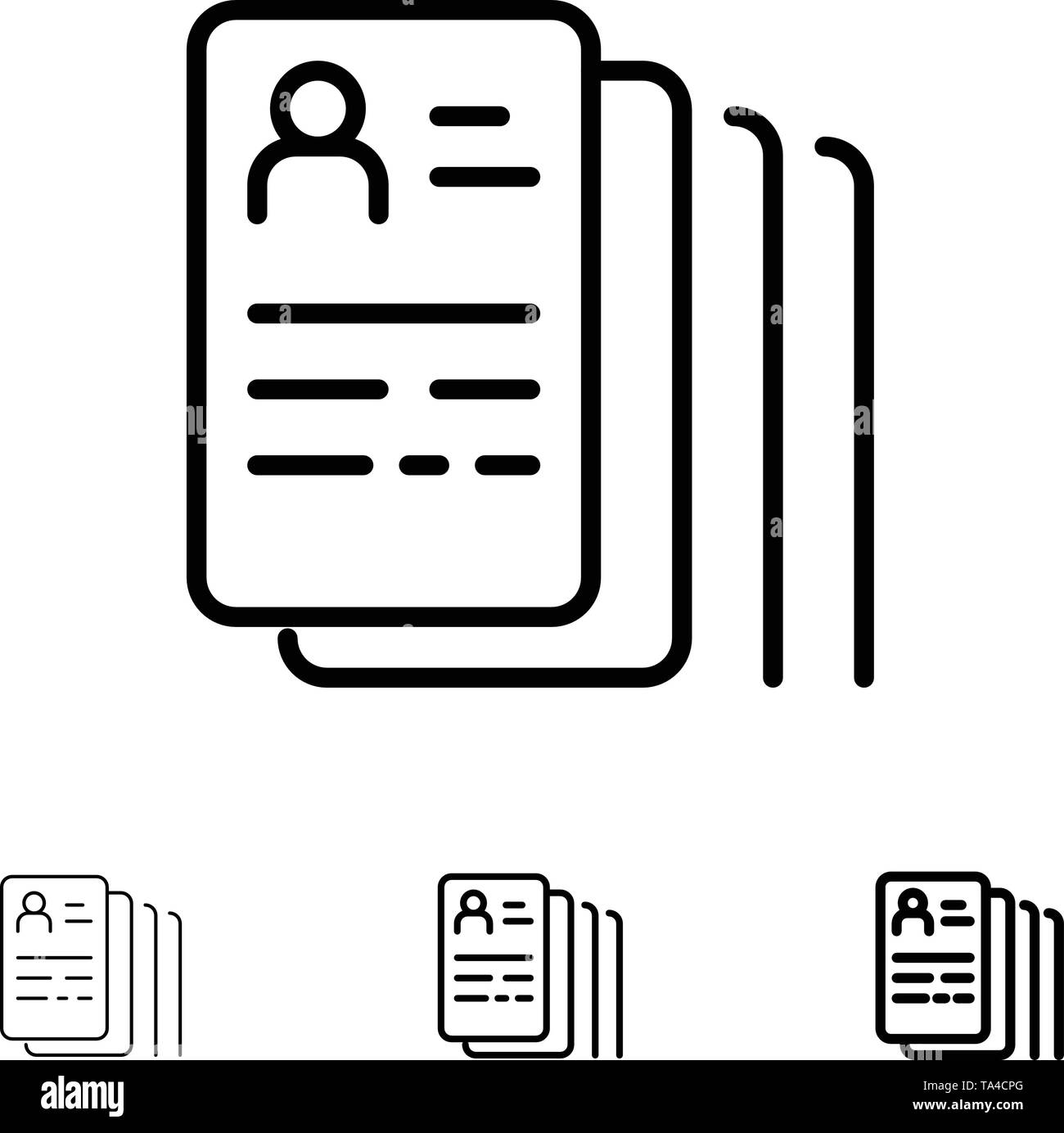 Document, Find, Job, Search Bold and thin black line icon set Stock Vector Image & Art - Alamy