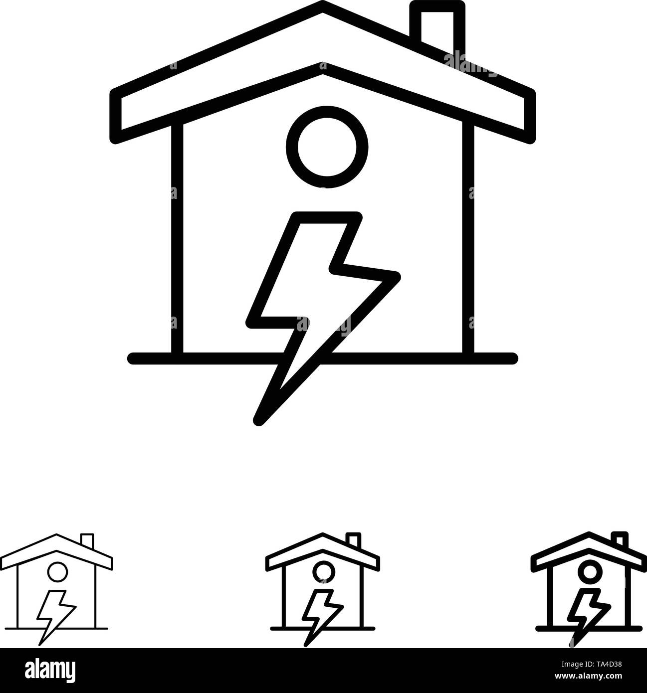 Home, House, Energy, Power Bold and thin black line icon set Stock ...