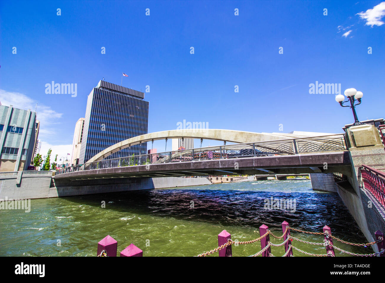 Arched Bridge Over Truckee River Into Downtown Reno Stock Photo - Alamy