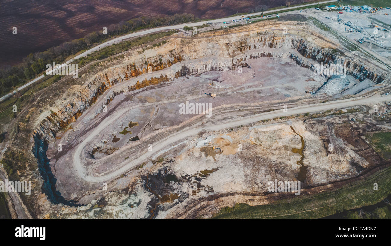Aerial view of the granite quarry Stock Photo - Alamy