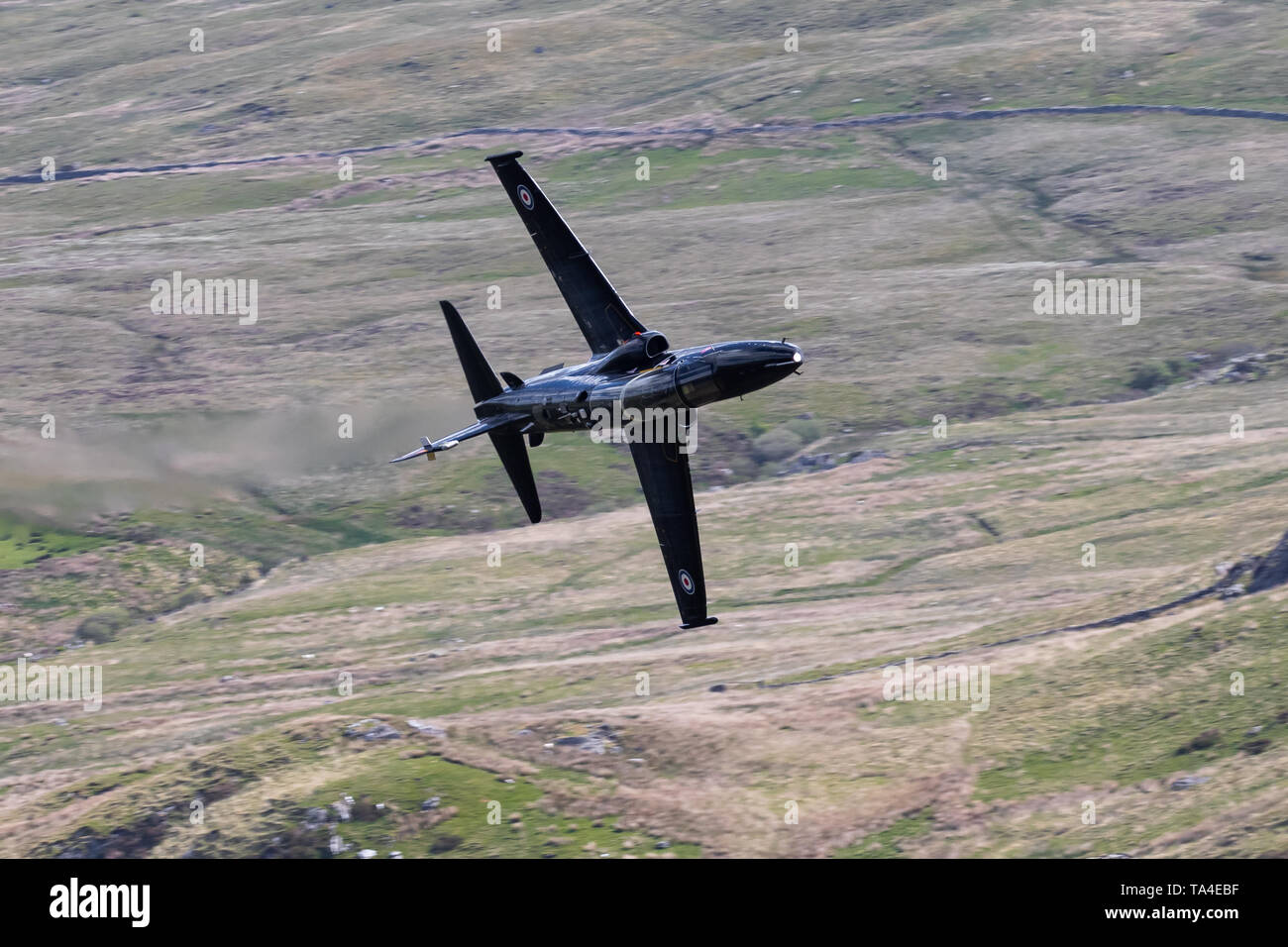 An RAF Hawk practices low level fling through LFA7, Mach Loop, near ...