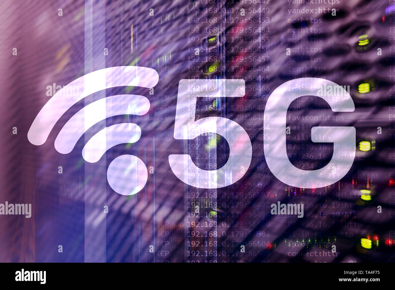 5G Network, 5G internet Connection Concept in digital background. Smart ...