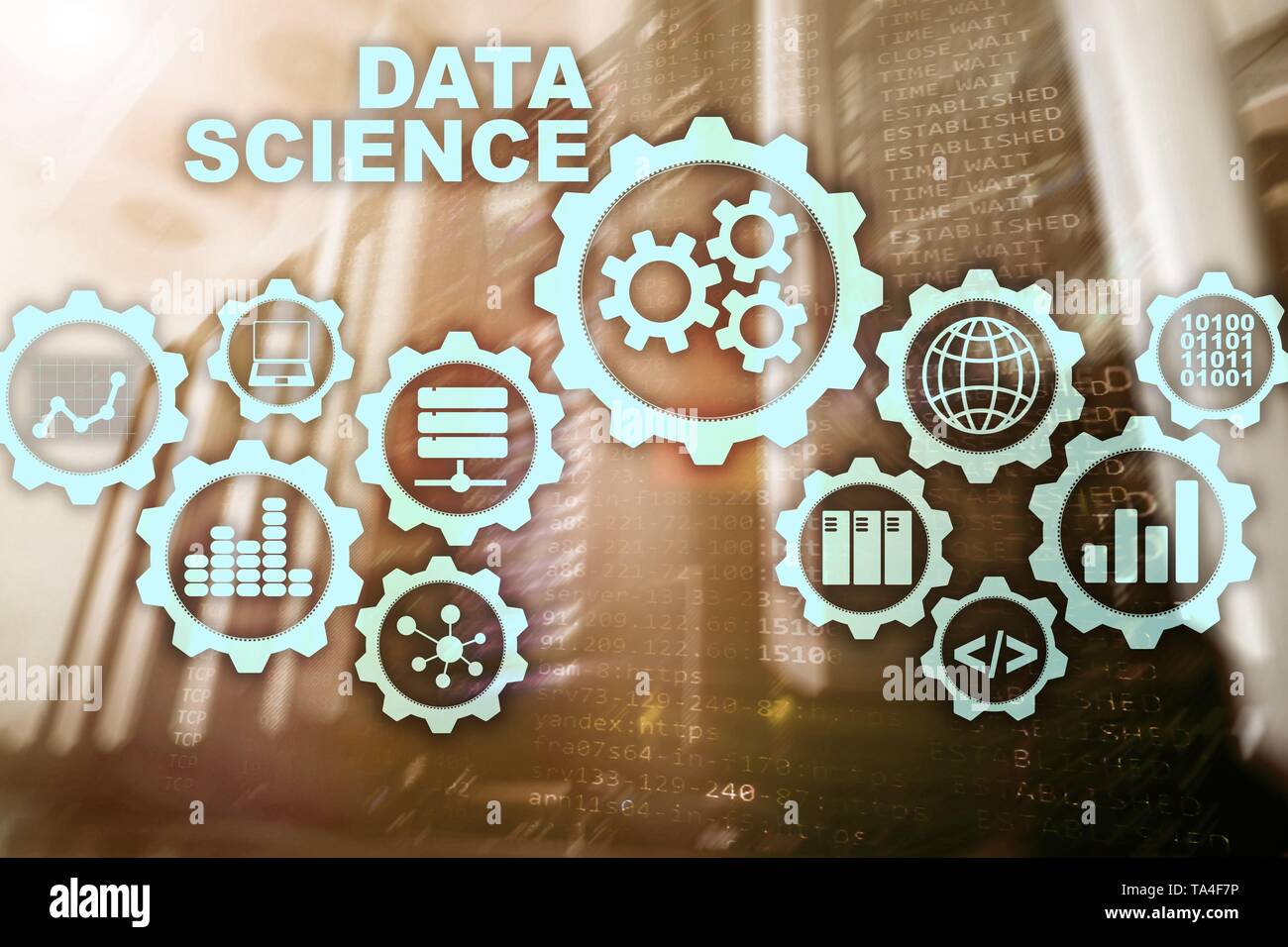 Data Science Artificial Intelligence Concept. Futuristic Supercomputer background Stock Photo ...