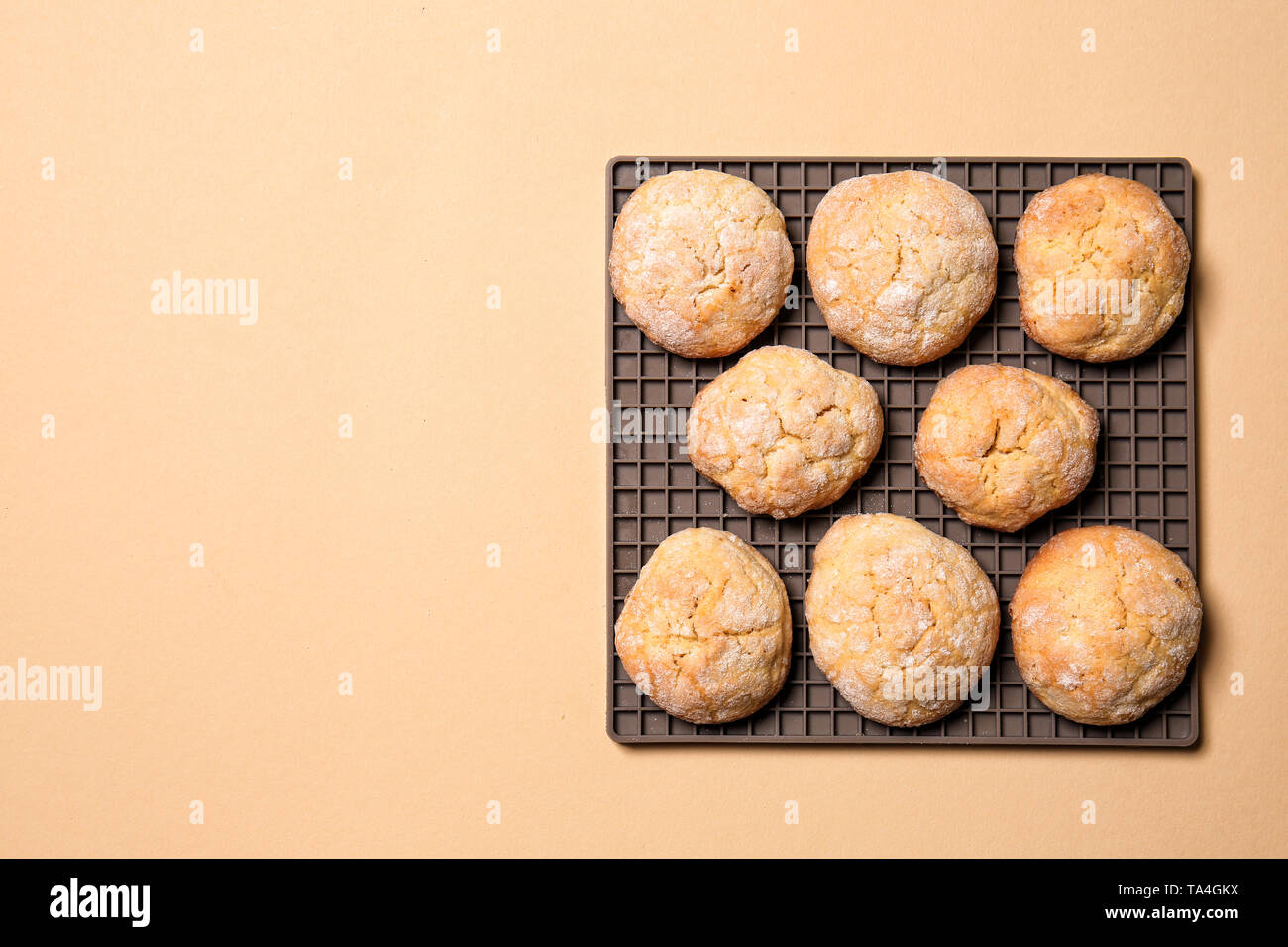 Tasty cookies on color background Stock Photo - Alamy