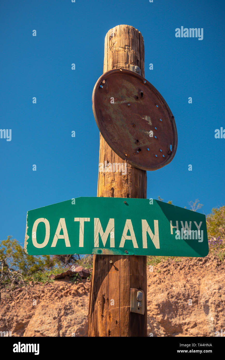 Oatman Highway Sign Stock Photo - Alamy