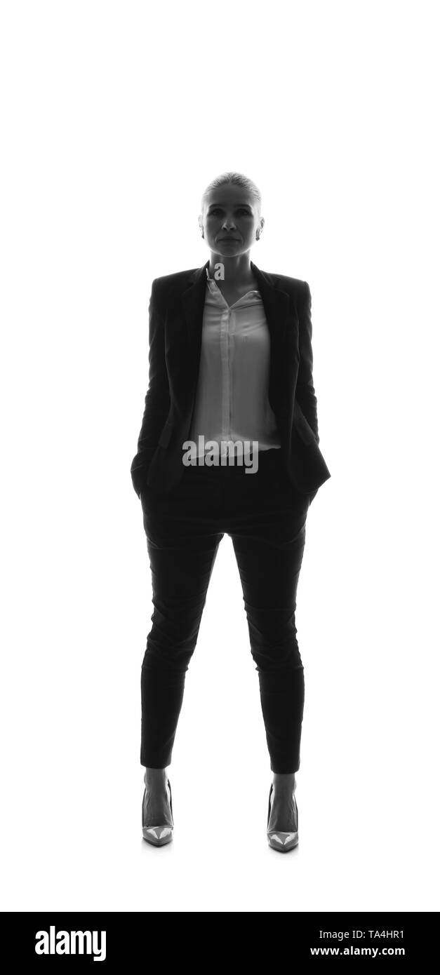 Businesswoman full length isolated Black and White Stock Photos ...