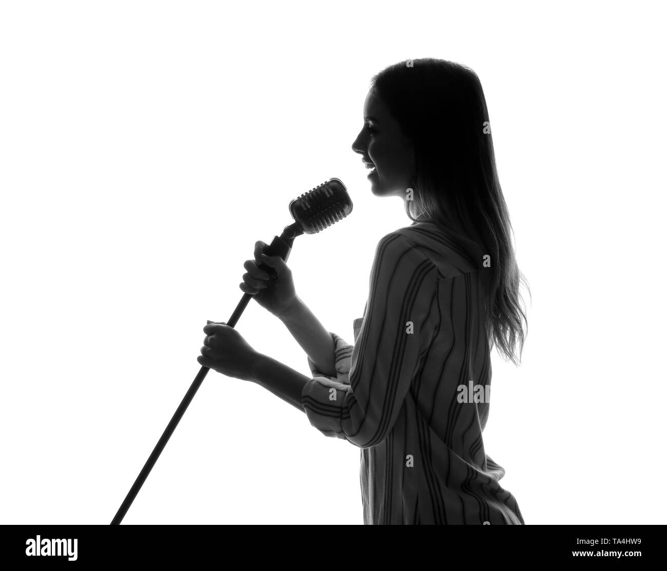 Silhouette of female singer on stage Cut Out Stock Images & Pictures ...