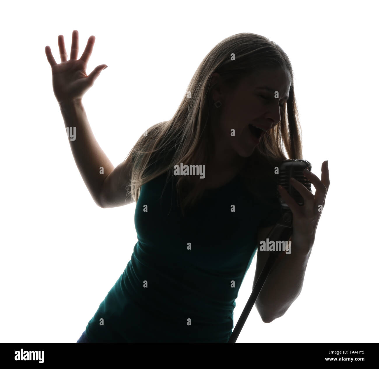Woman Singer Silhouette Stock Photos & Woman Singer Silhouette Stock ...