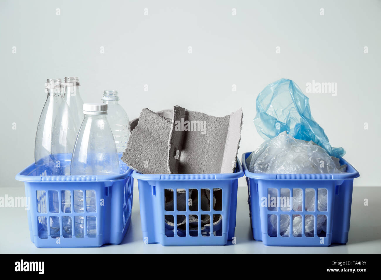 Different sorted trash on white background. Recycle concept Stock Photo ...