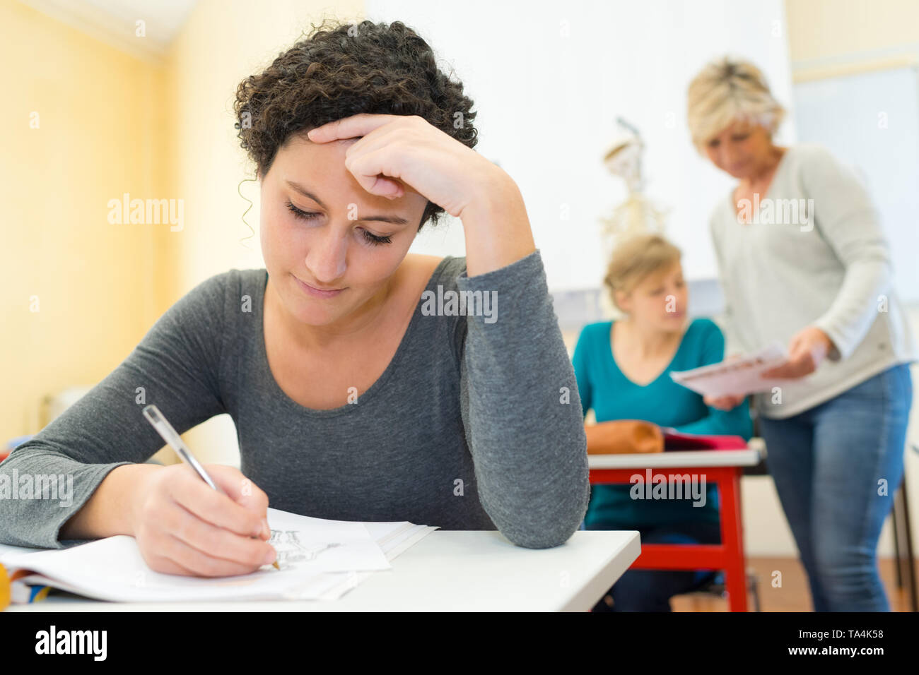 female student during test Stock Photo - Alamy