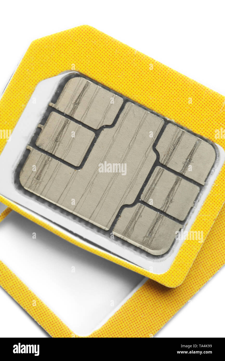 Sim card on white background Stock Photo - Alamy