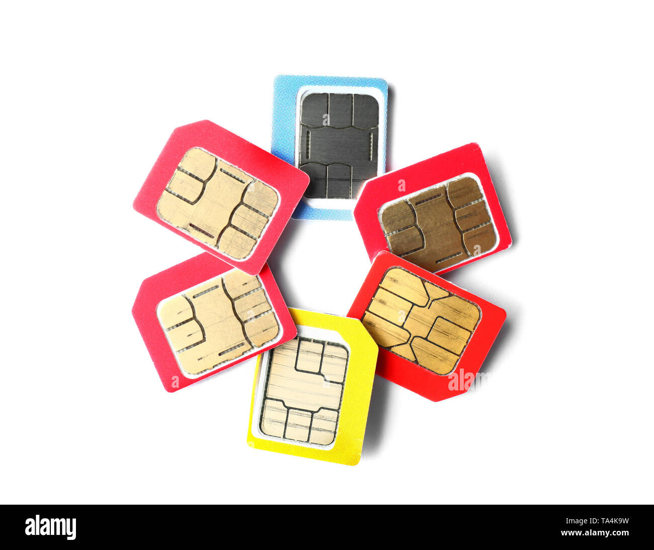 Different sim cards on white background Stock Photo - Alamy