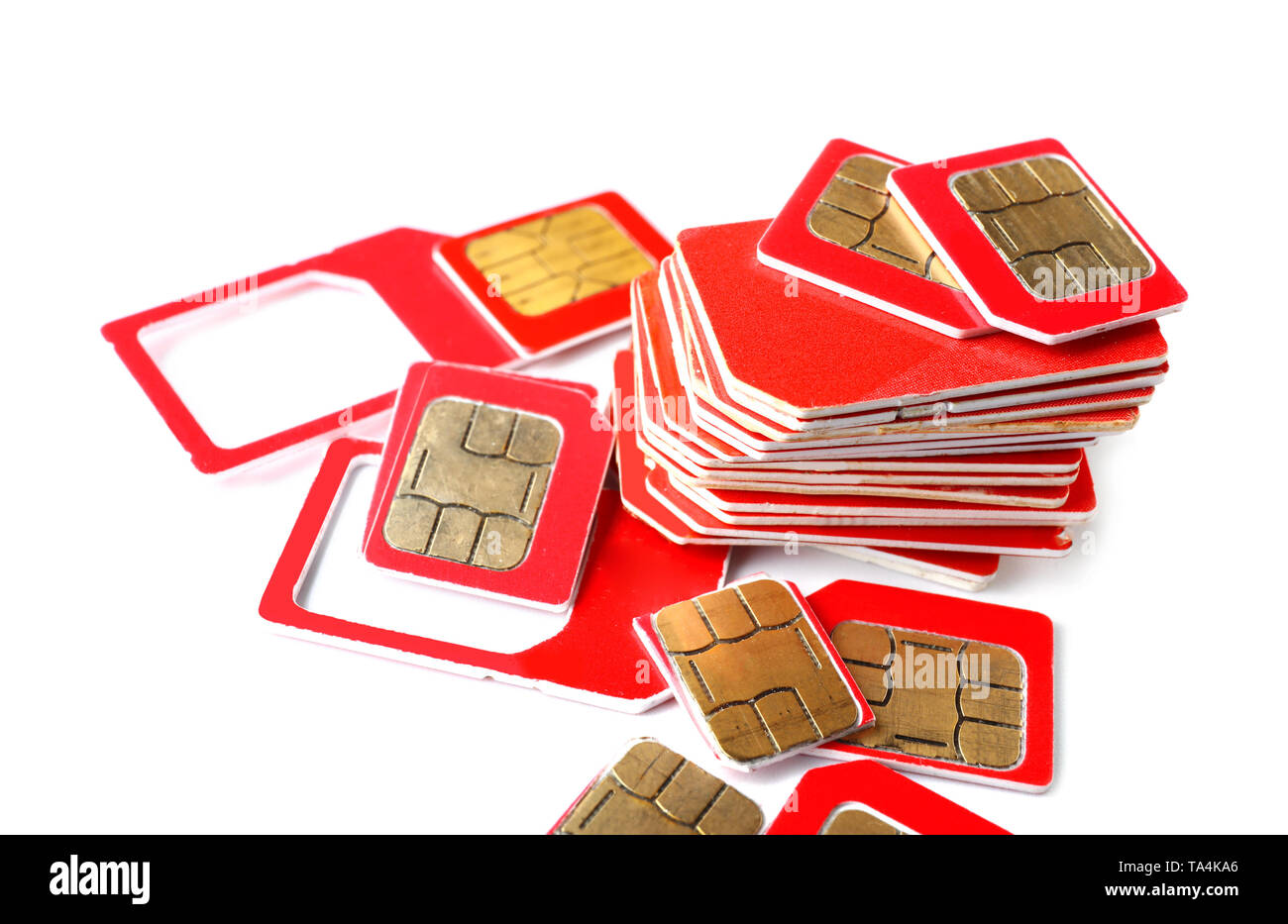 Sim cards on white background Stock Photo - Alamy