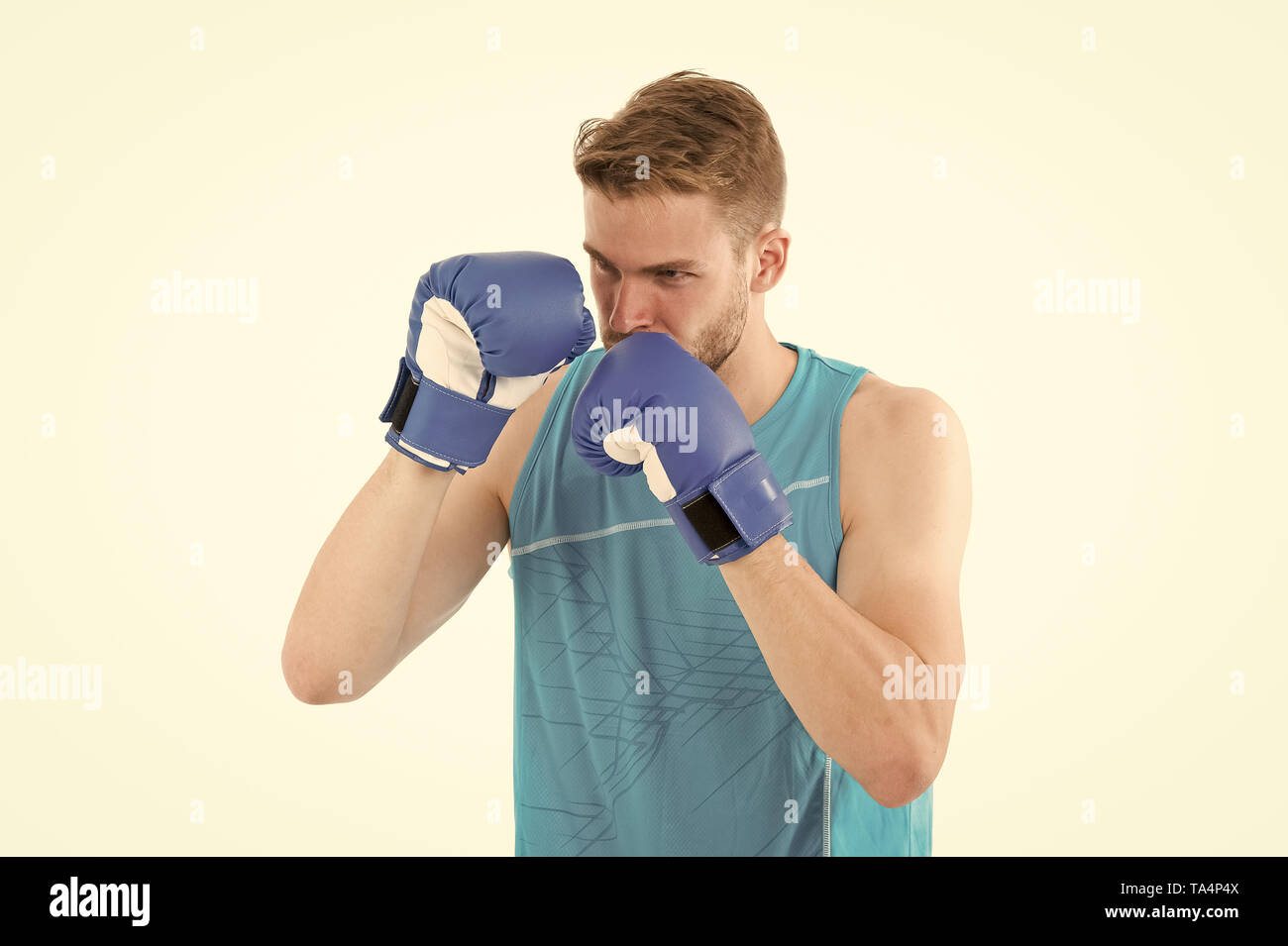Man boxer training to achieve success in sport. Man training in boxing ...