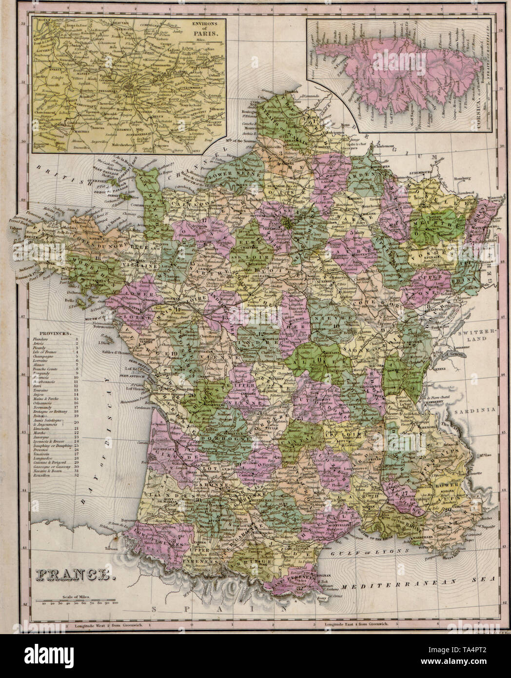 Map of France, 1844 Stock Photo - Alamy