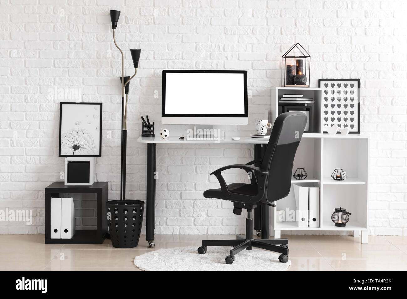 Comfortable workplace with modern computer Stock Photo - Alamy