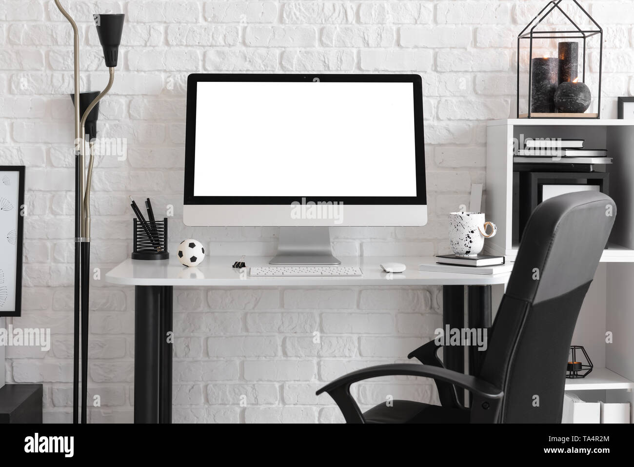 Comfortable workplace with modern computer Stock Photo - Alamy