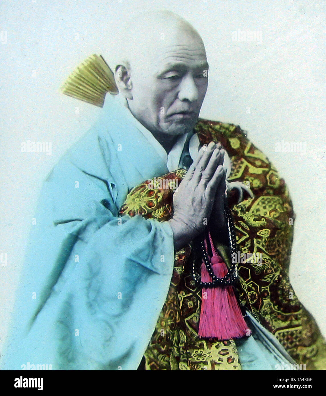 Buddhist Priest, Japan, hand coloured photo Stock Photo - Alamy