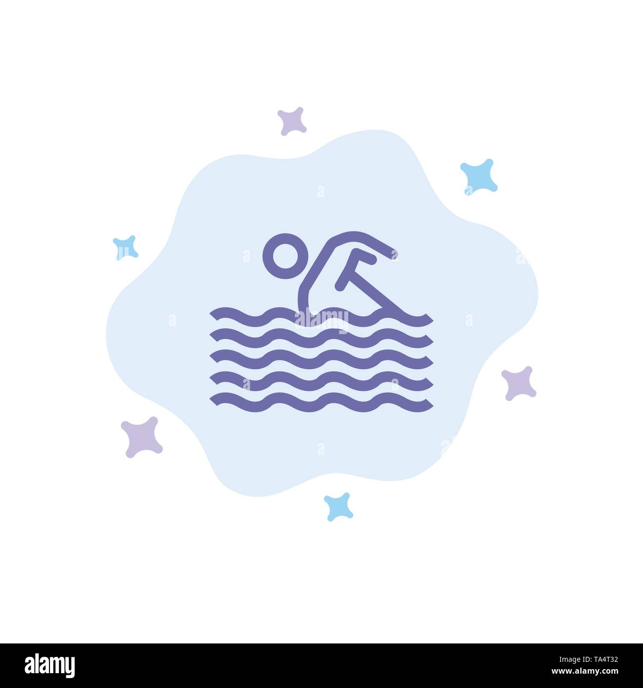 Activity, Sport, Swim, Swimming, Water Blue Icon on Abstract Cloud ...