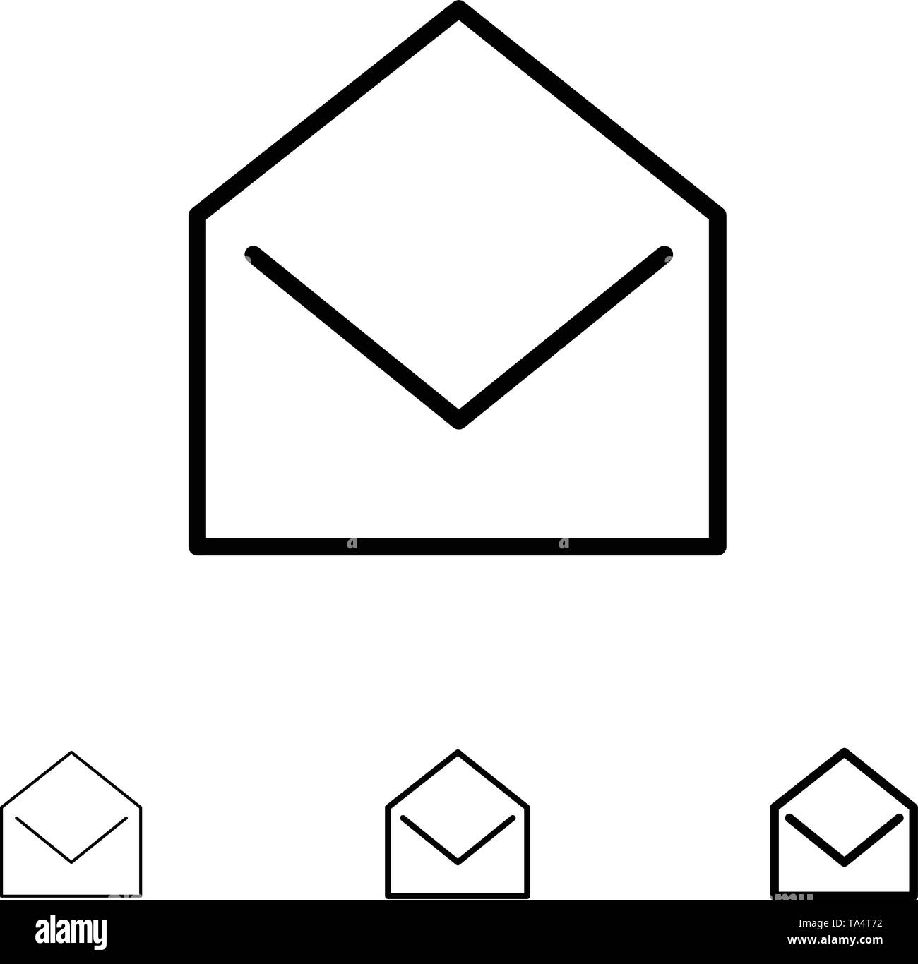 Business, Mail, Message, Open Bold and thin black line icon set Stock ...