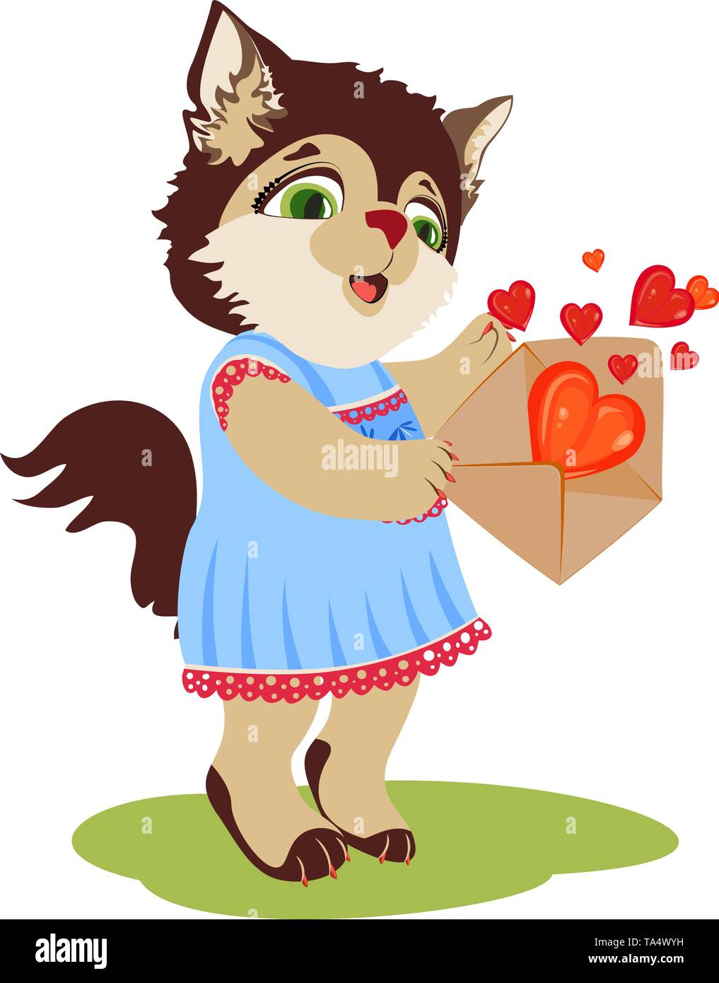 Little cartoon style cat illustration - vector clipart for kids Stock ...