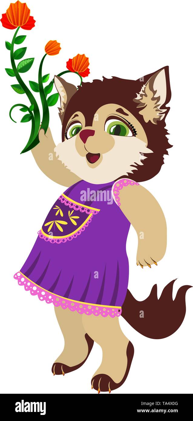 Little cartoon style cat illustration - vector clipart for kids Stock ...