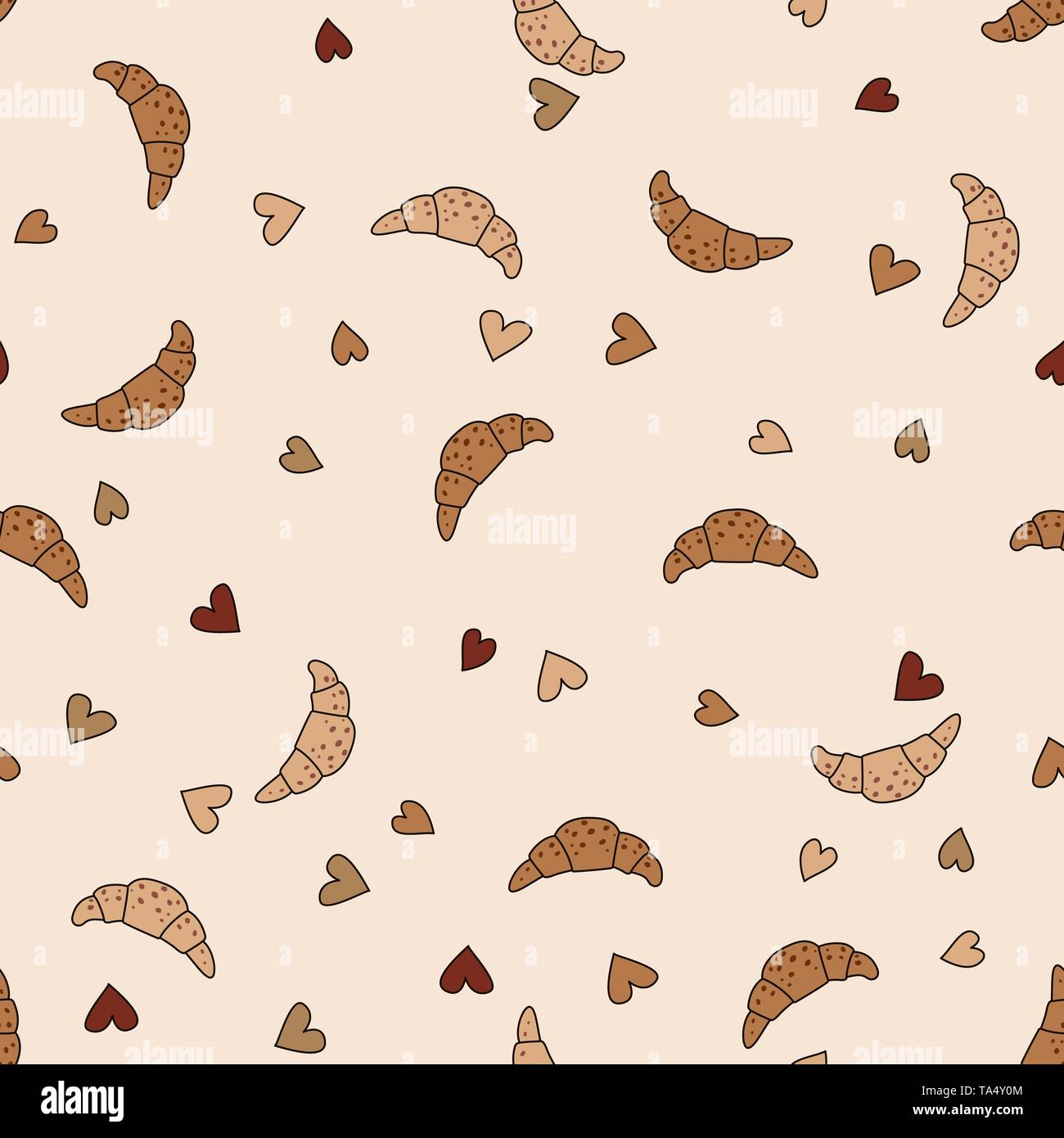 Croissants Doodle design. Baking vector illustration. Wrapping paper ...