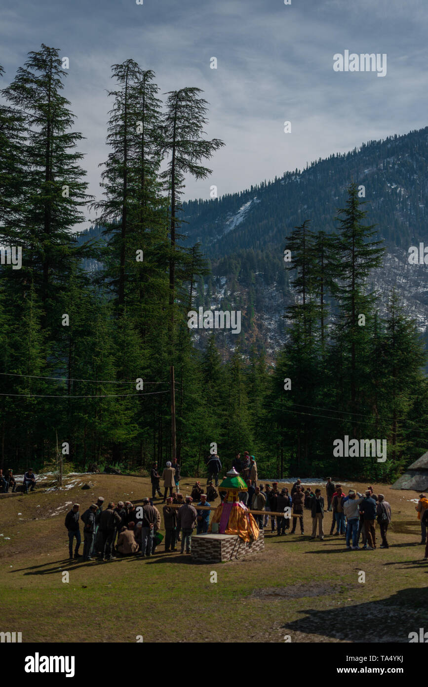 Kullu, Himachal Pradesh, India - February 13, 2018 : Local People doing ...