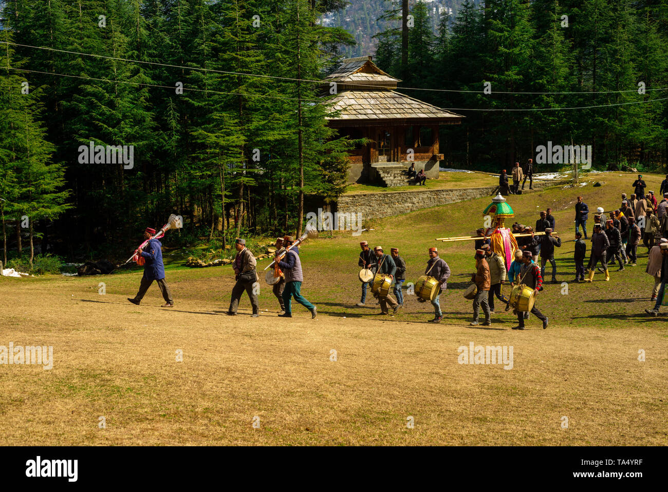 Kullu, Himachal Pradesh, India - February 13, 2018 : Local People doing ...