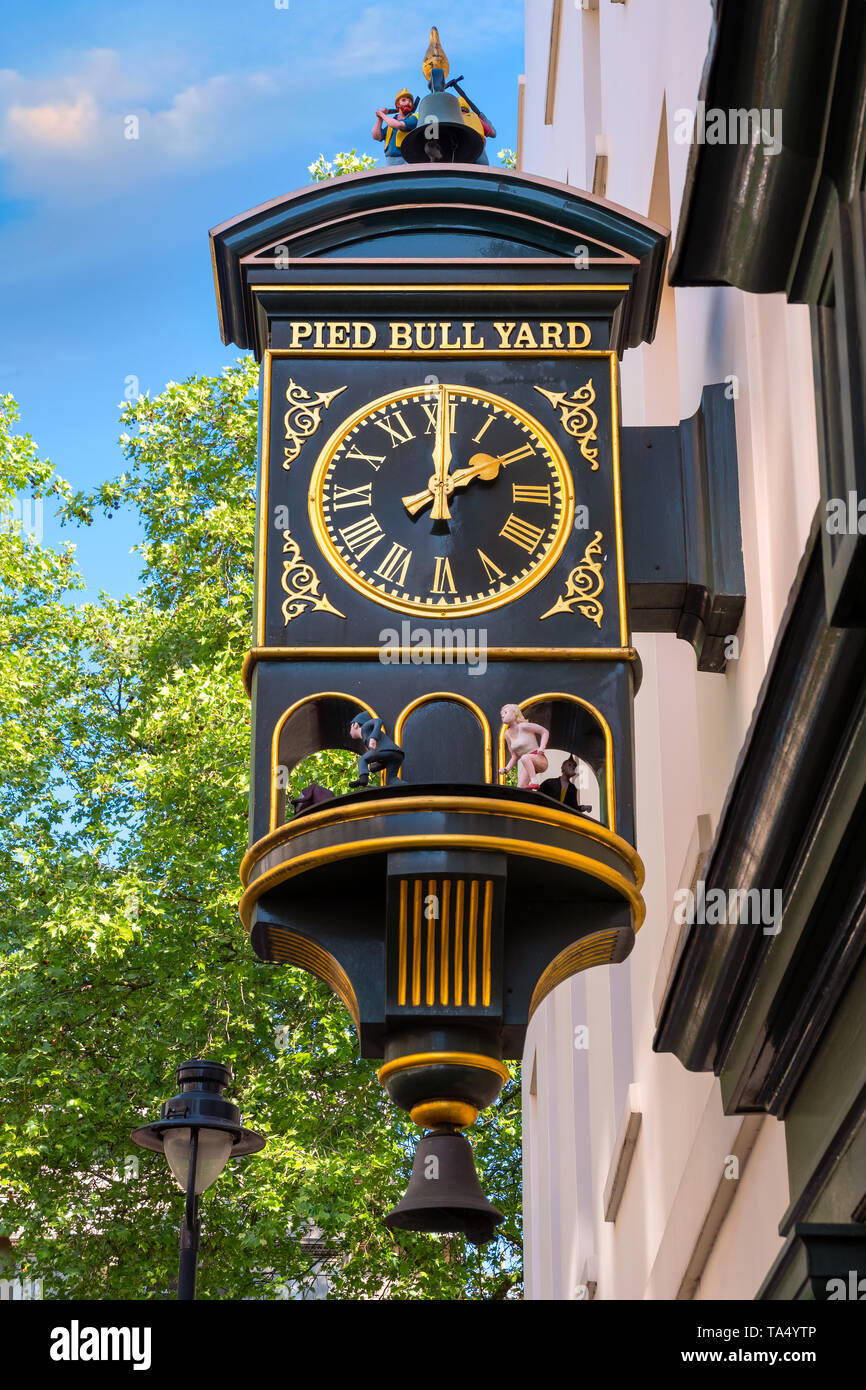 London, UK - May 20 2018: Typical british shop sign in front of a pub ...