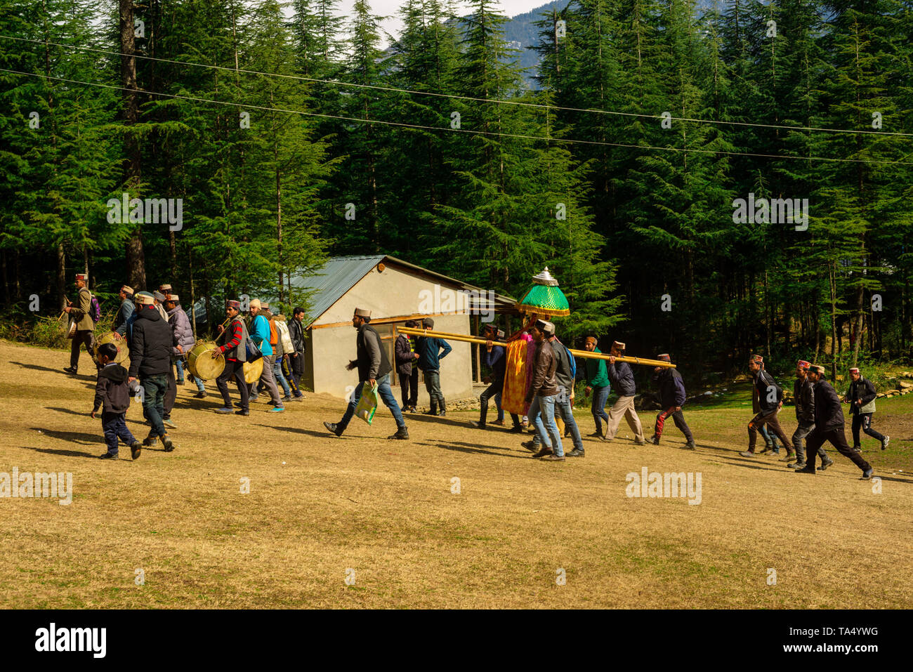 Kullu, Himachal Pradesh, India - February 13, 2018 : Local People doing ...