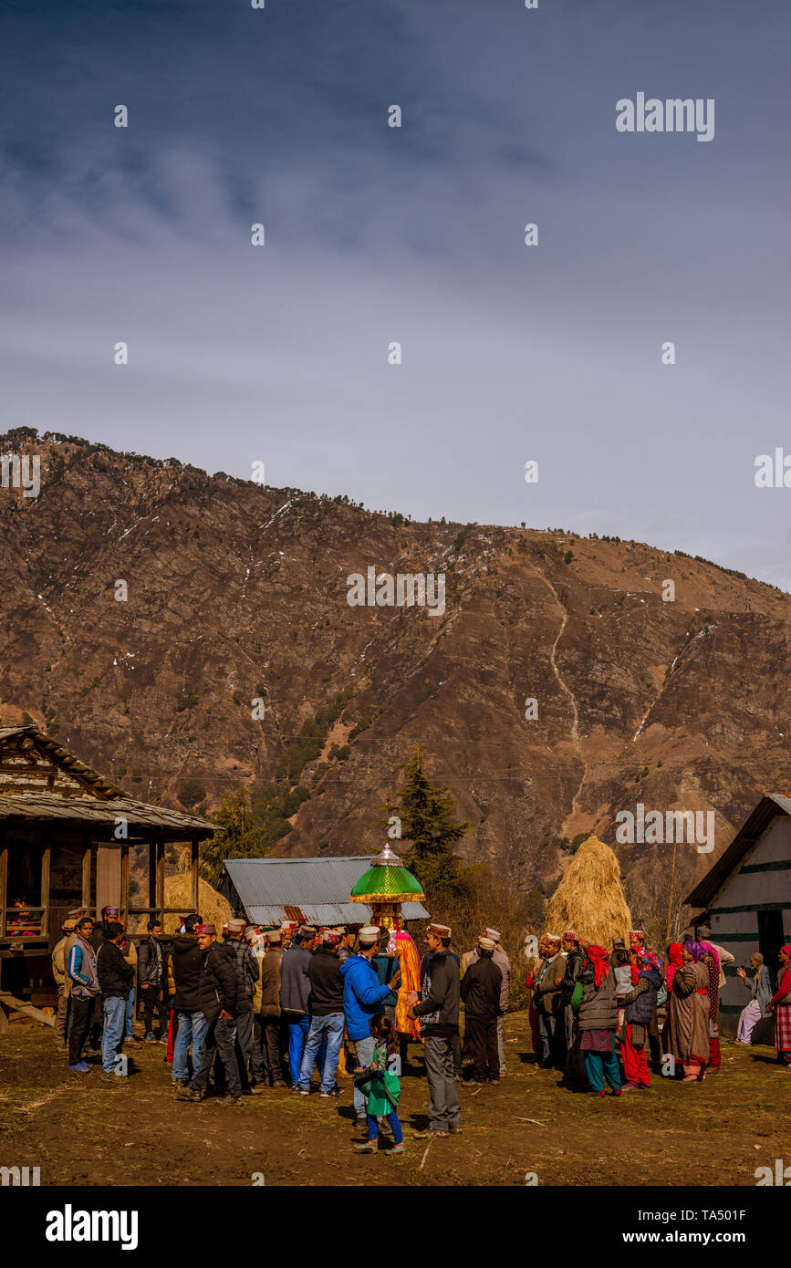 Kullu, Himachal Pradesh, India - February 13, 2018 : Local People doing ...