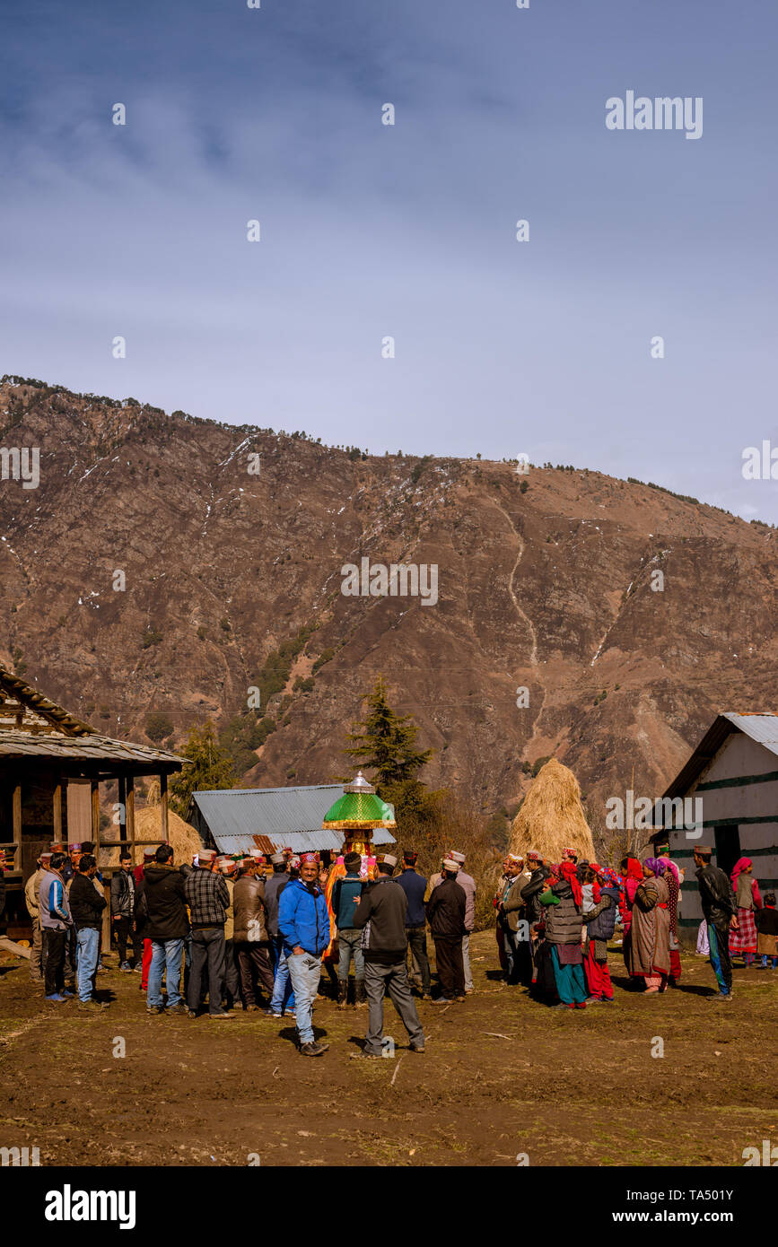 Kullu, Himachal Pradesh, India - February 13, 2018 : Local People doing ...