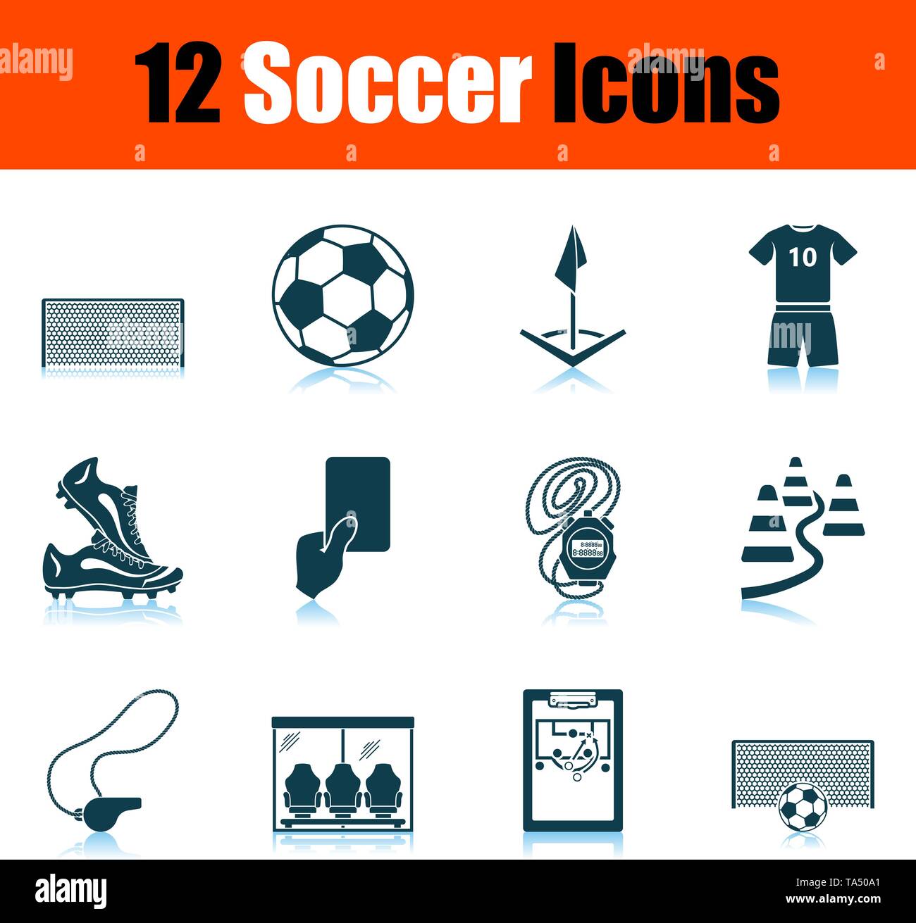 Soccer Icon Set. Shadow Reflection Design. Vector Illustration Stock ...