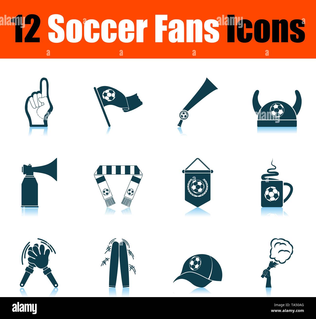 Soccer Fans Icon Set. Shadow Reflection Design. Vector Illustration ...