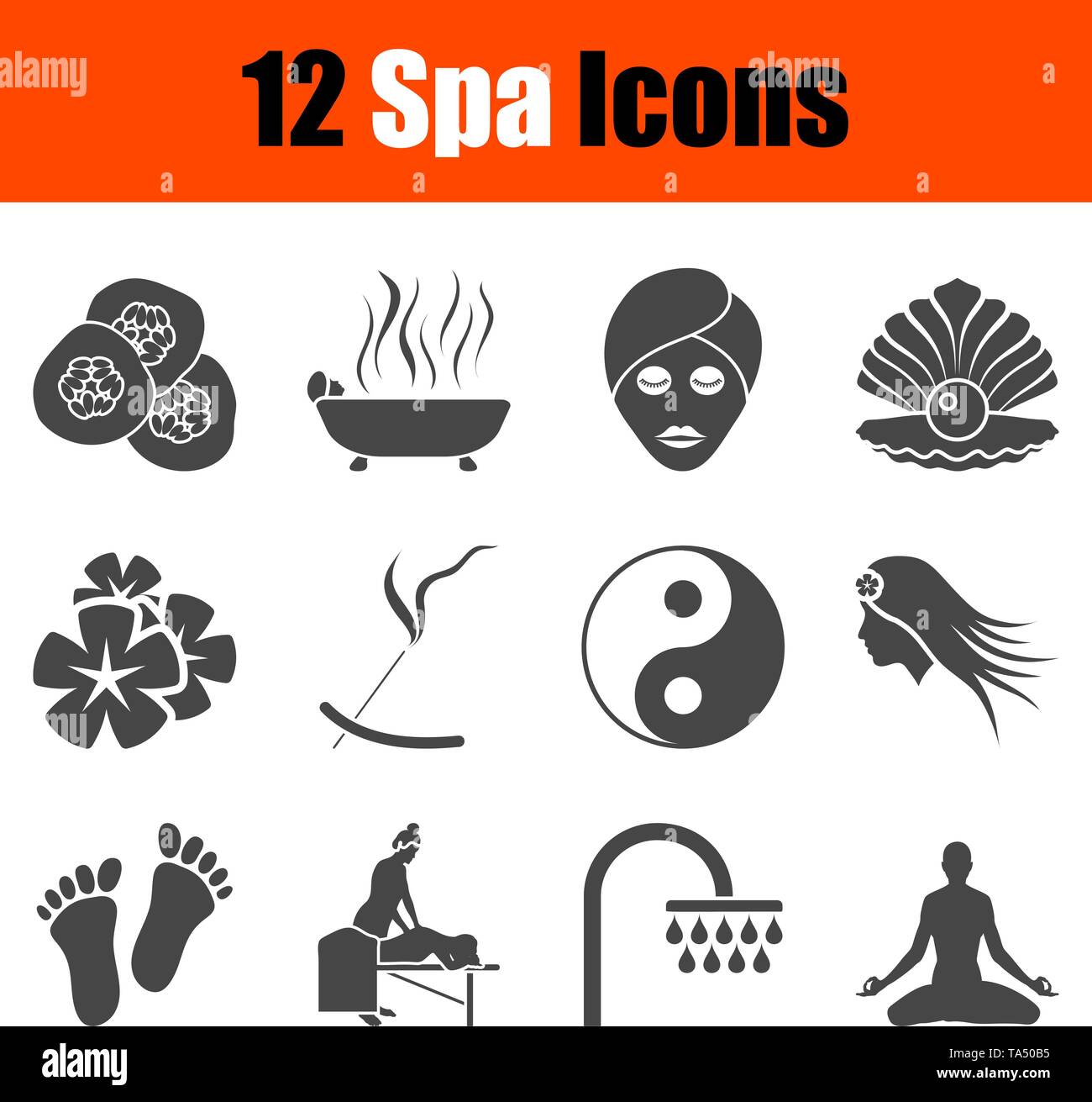 Spa Icon Set. Fully editable vector illustration. Text expanded Stock ...