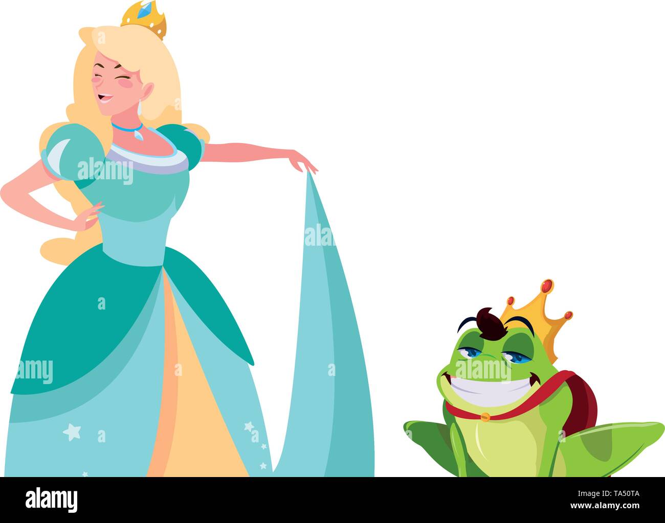beautiful princess and toad prince of tales character vector ...