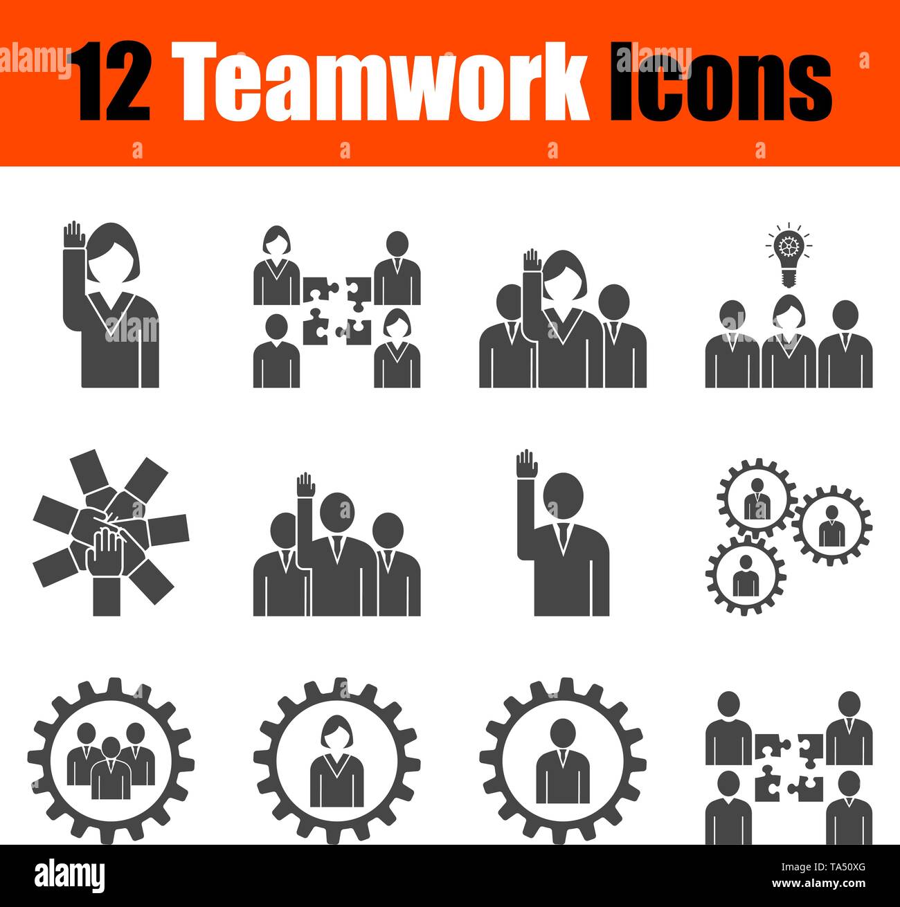 Teamwork Icon Set. Fully editable vector illustration. Text expanded ...