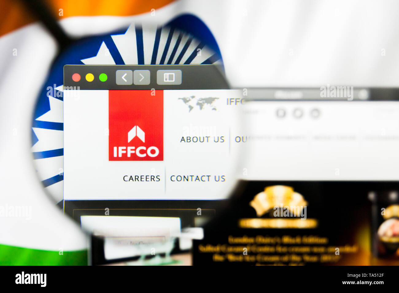 New York, New York State, USA - 21 May 2019: Illustrative Editorial of indian company IFFCO ...