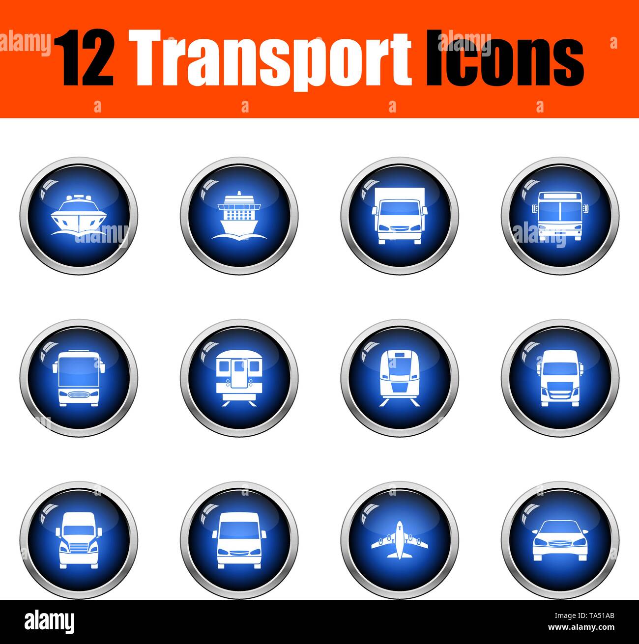Transport Icon Set. Glossy Button Design. Vector Illustration Stock ...