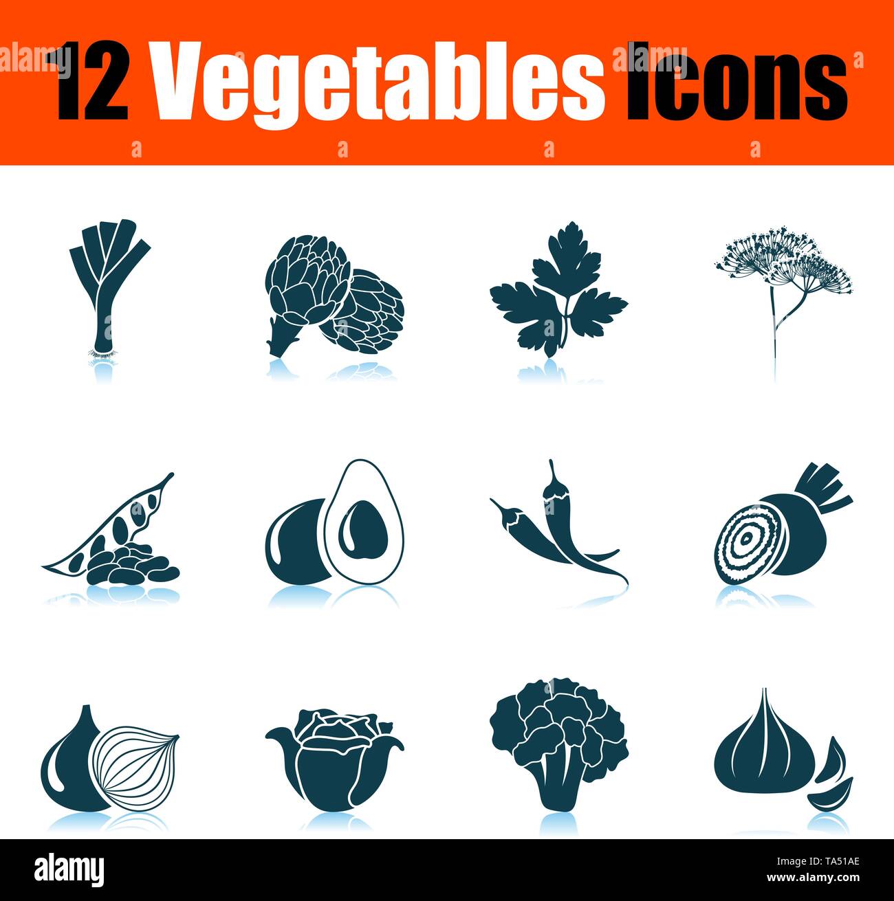 Vegetables Icon Set. Shadow Reflection Design. Vector Illustration ...